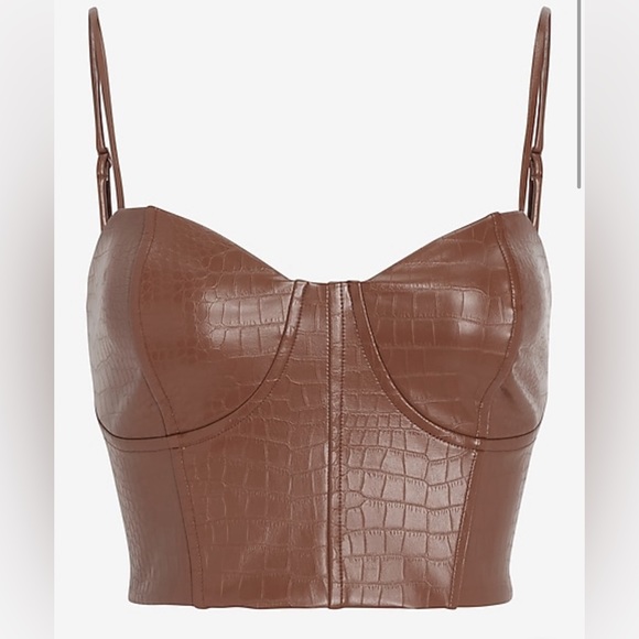 Express | Tops | Body Contour Croc Faux Leather Corset Cropped Top ...